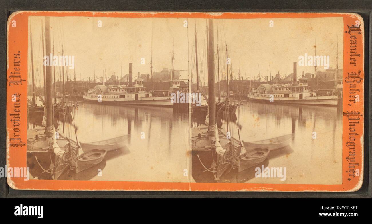 Providence Harbor View of steamboats and sailing vessels, by Leander ...