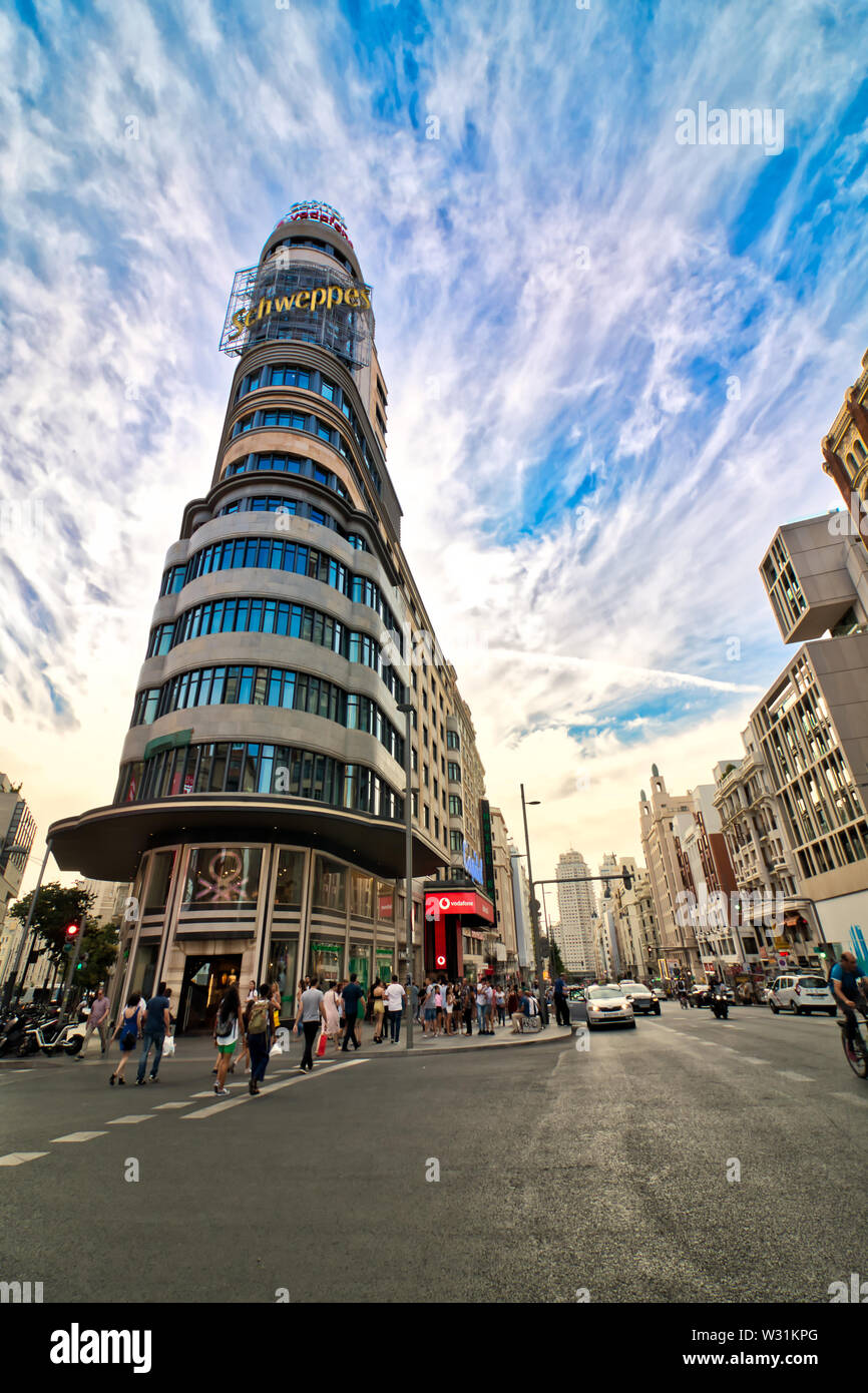 The schweppes building on the gran via in madrid hi-res stock ...