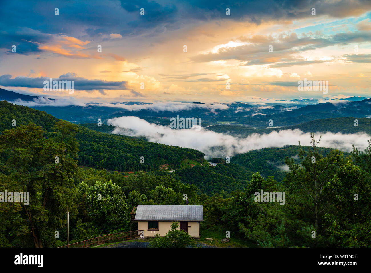 The view south from Gillespie Gap near Spruce Pine, North Carolina, USA ...