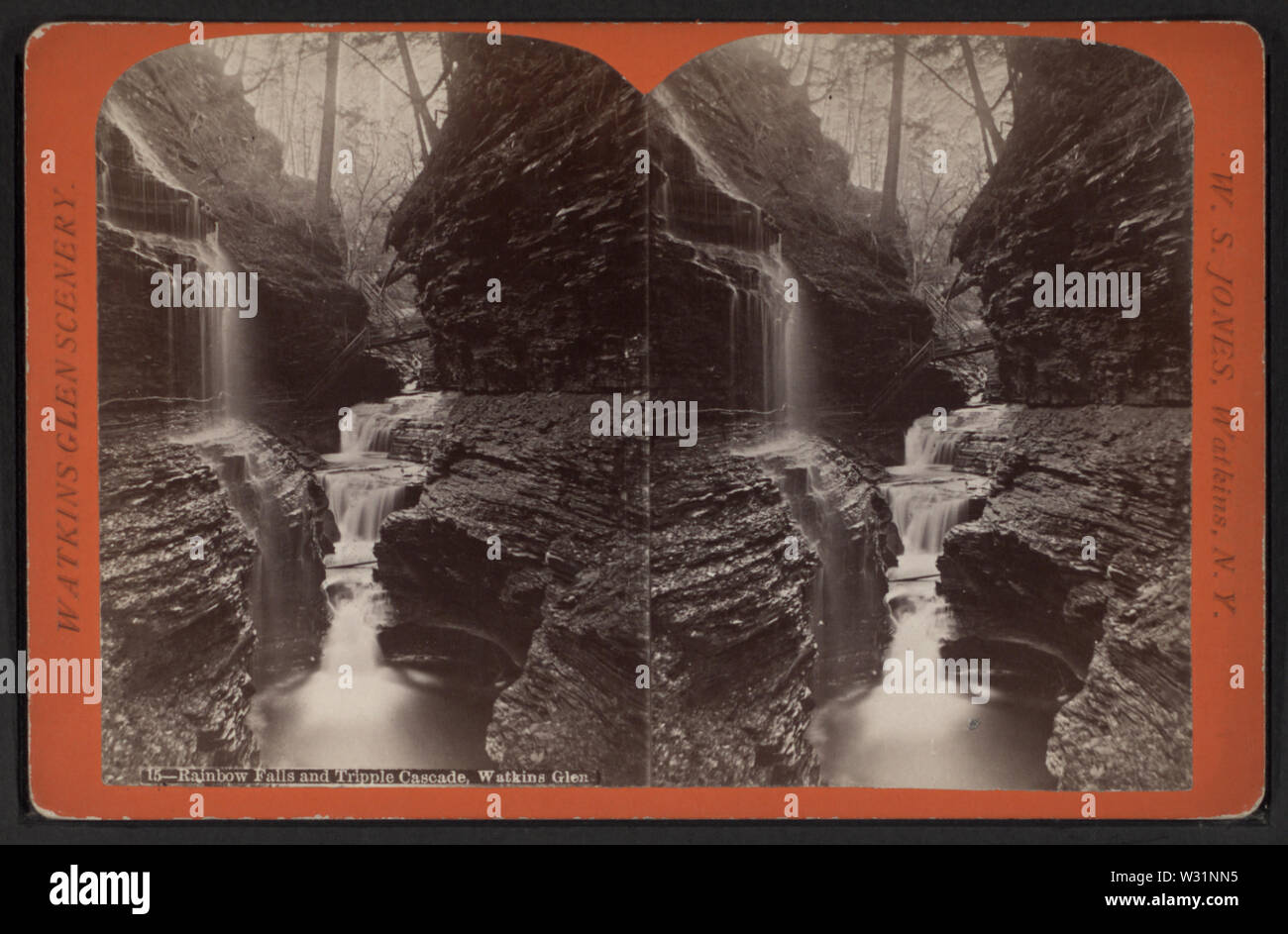 Rainbow falls and Triple cascade, Watkins Glen, by W S Jones 2 Stock ...