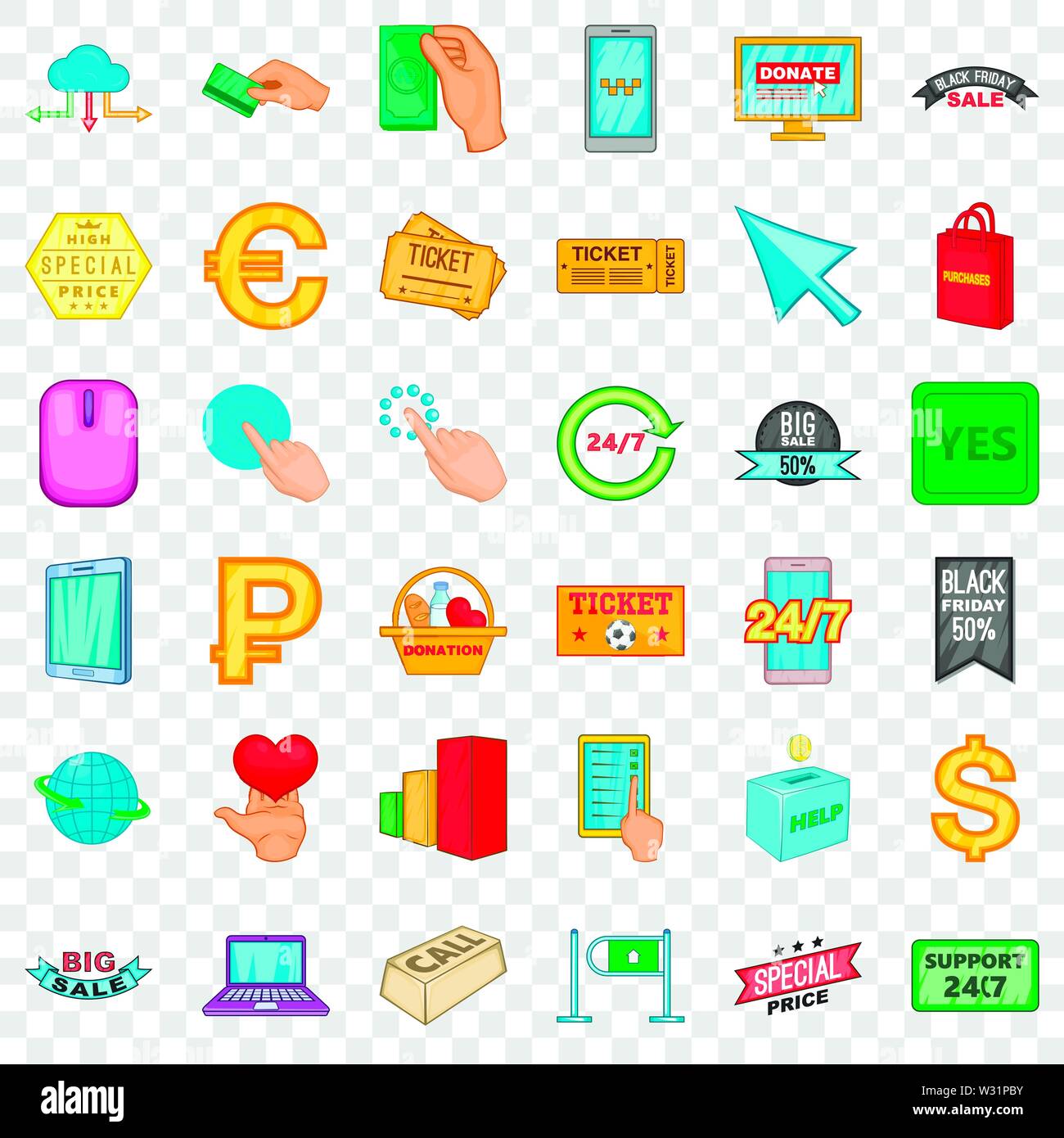 Shopping icons set, cartoon style Stock Vector Image & Art - Alamy