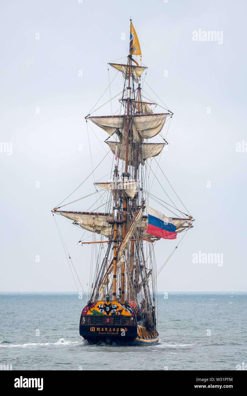 Russian three mast full-rigged frigate ship Shtandart at the North Sea ...