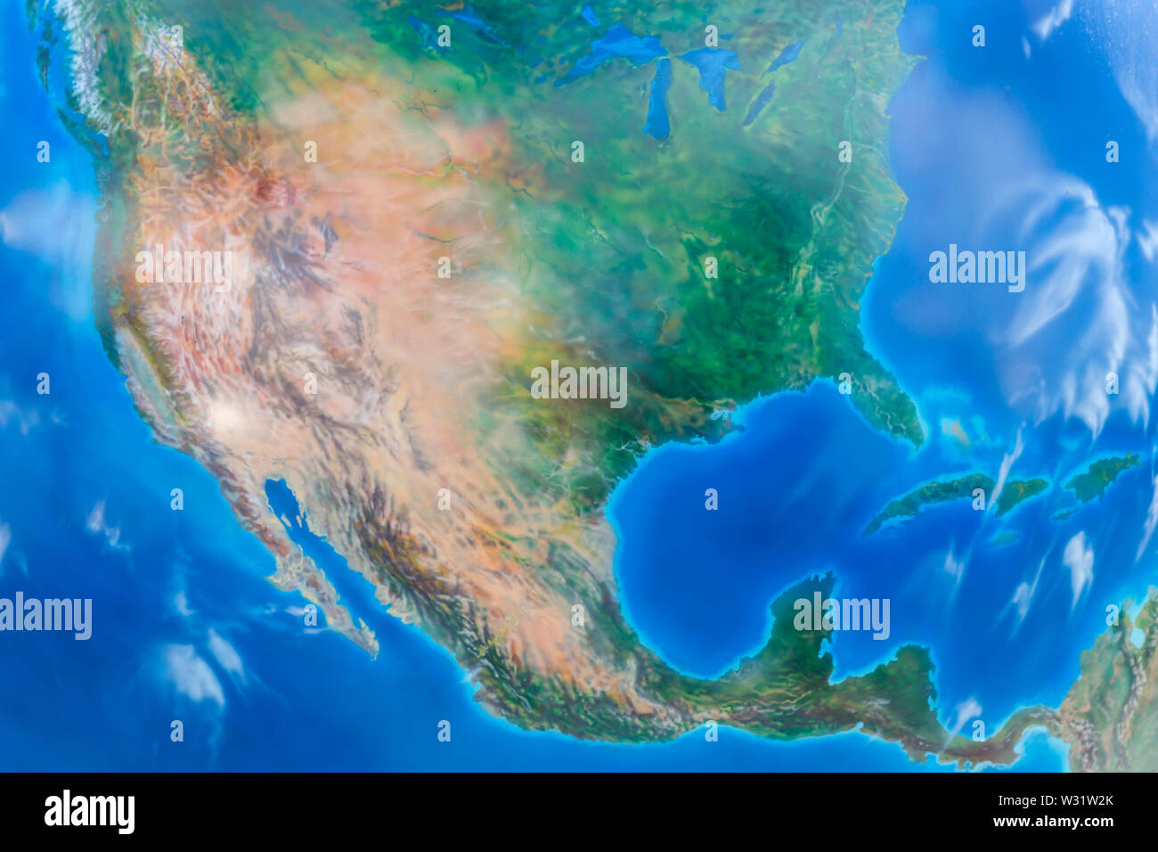 Real looking Earth map. North America in the center. Globe is accurate ...