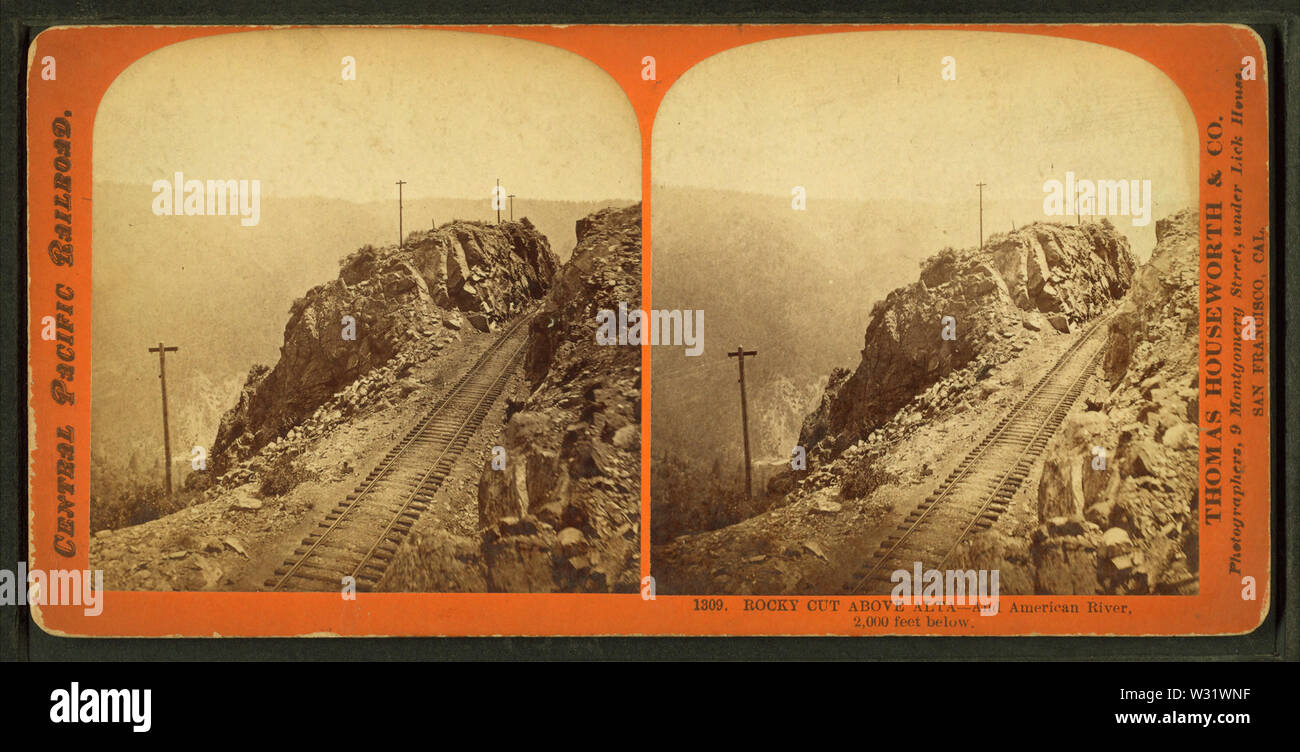 Rocky cut above Alta, and American River, 2,000 feet below, by Thomas ...