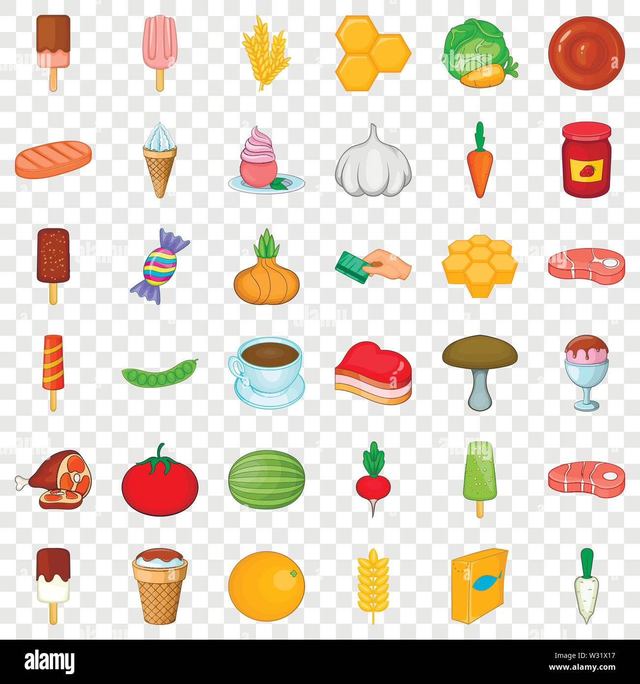 Food icons set, cartoon style Stock Vector Image & Art - Alamy