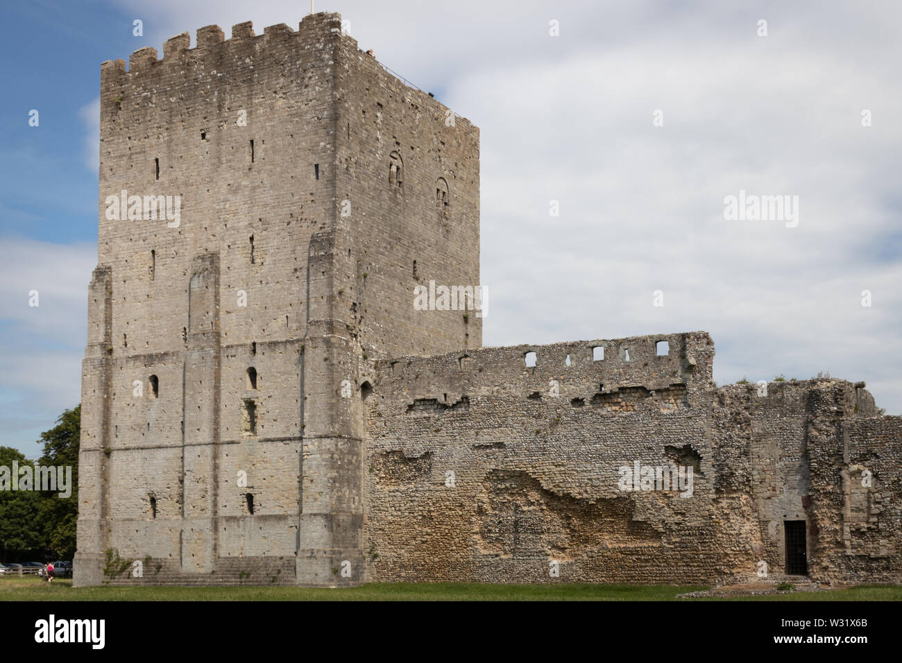 The keep of an English castle Portchester castle, Portsmouth, UK Stock ...