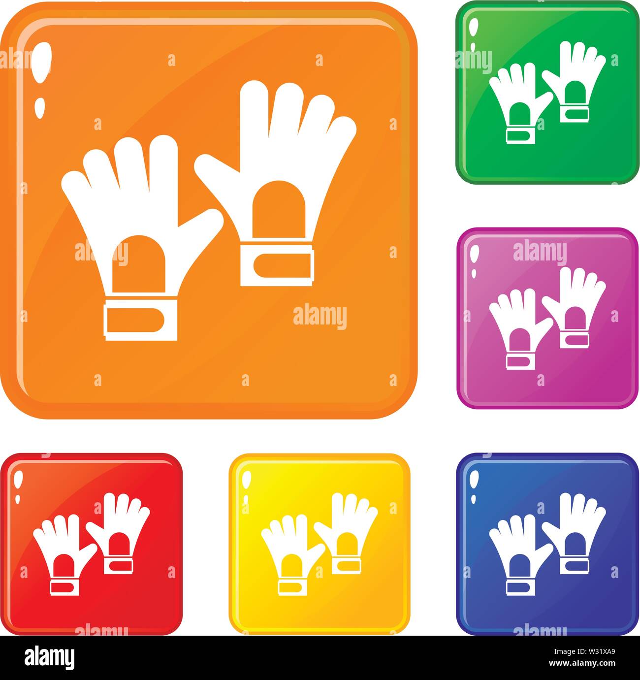 Gloves of goalkeeper icons set vector color Stock Vector Image & Art ...