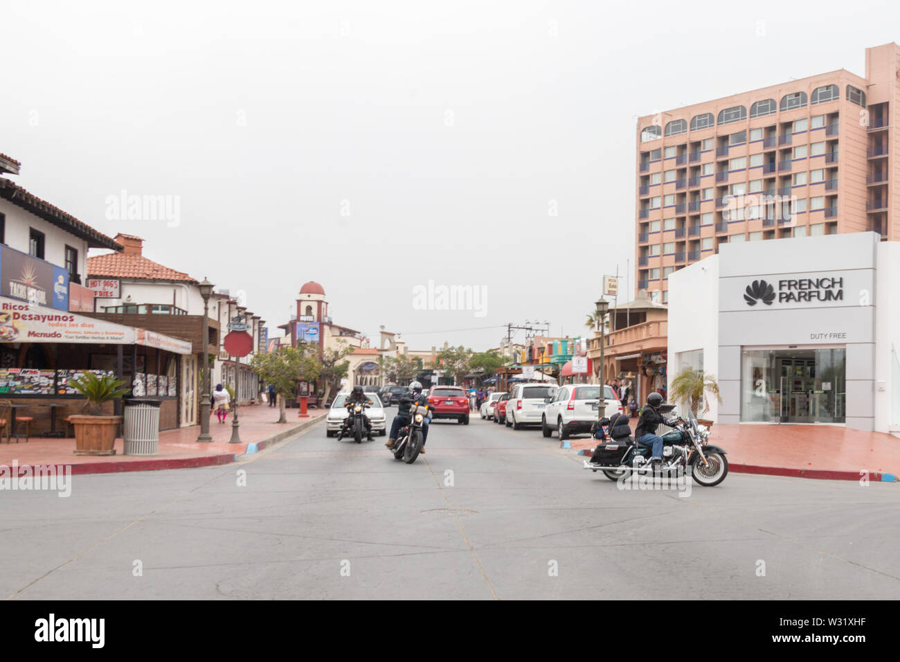 ENSENADA, MEXICO - MAY, 31, 2015: Street view of Ensenada Mexican city ...