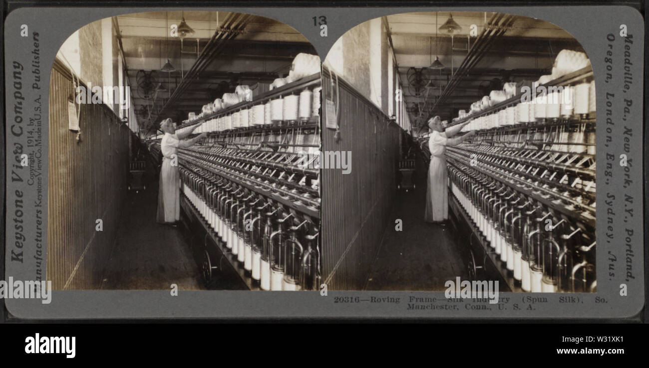 Roving frame Silk industry (spun silk), South Manchester, Conn, USA, by ...