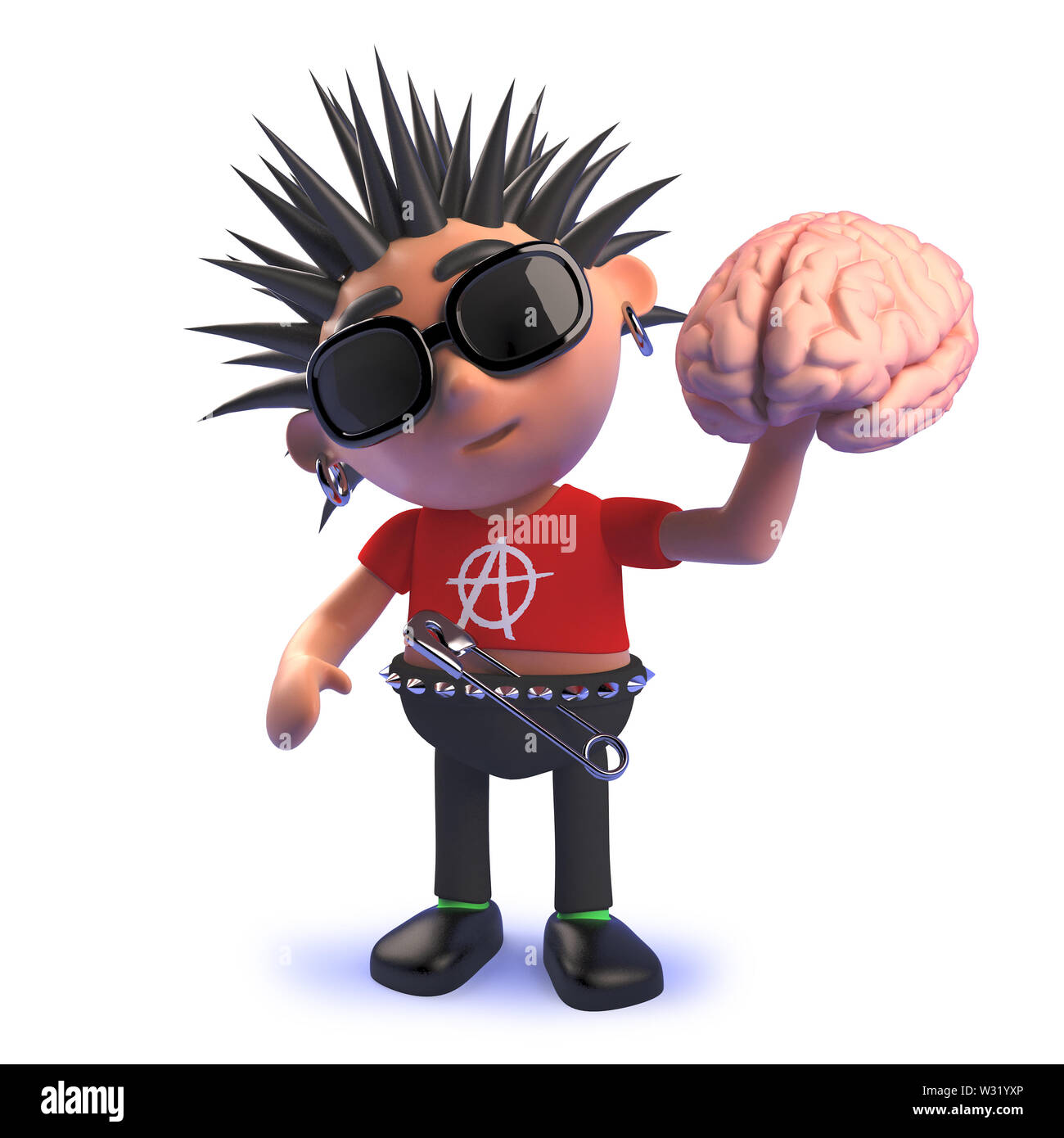 3d rendered image of a cartoon punk rocker character in 3d holding a ...