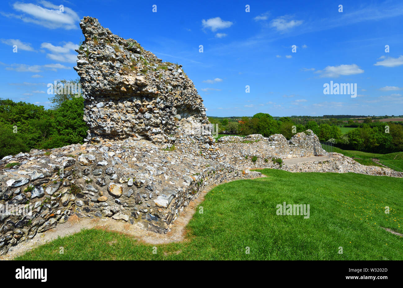 Part of the castle wall Castle Acre Norfolk Stock Photo - Alamy