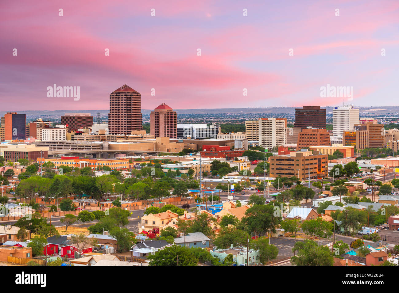 Albuquerque, New Mexico, USA downtown cityscape at twilight Stock Photo ...