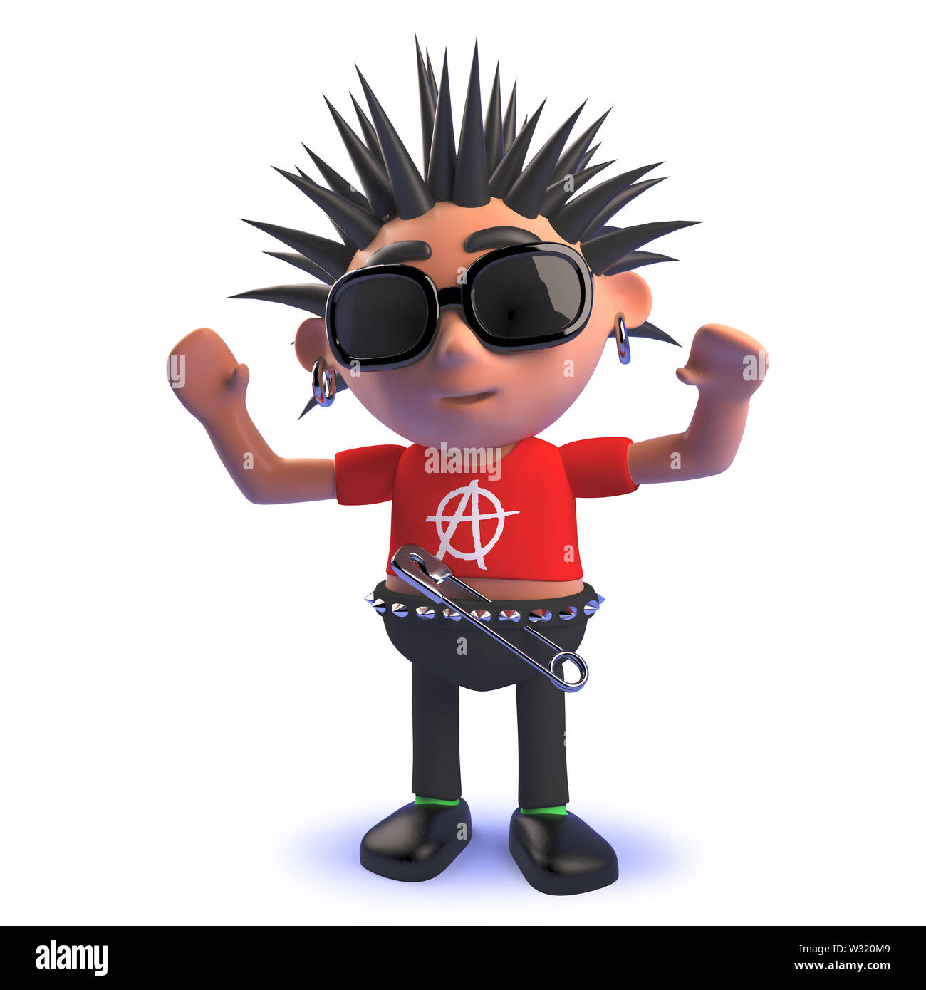 3d rendered image of a punk rocker cartoon character in 3d with his ...