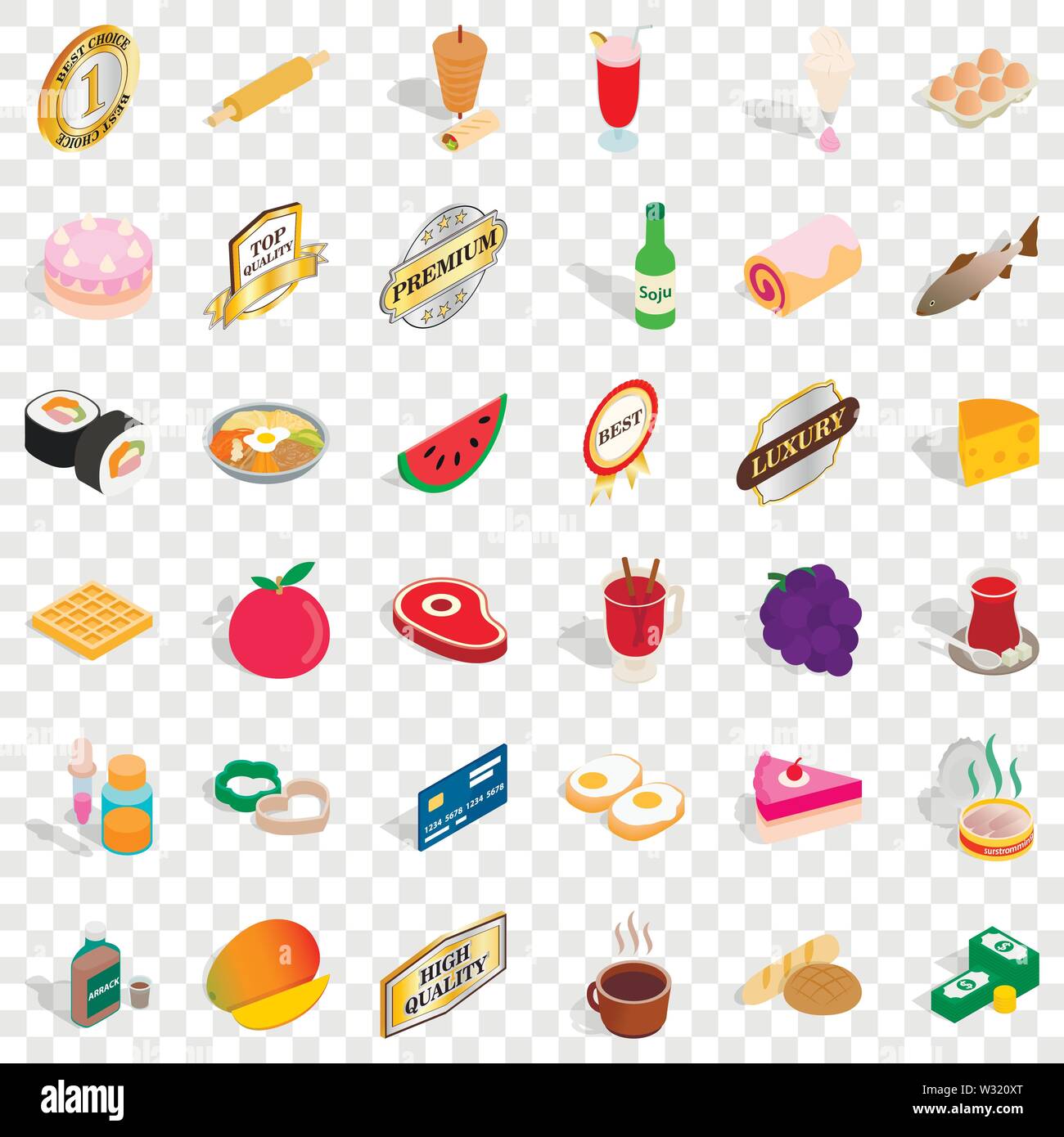 Grocery icons set, isometric style Stock Vector Image & Art - Alamy