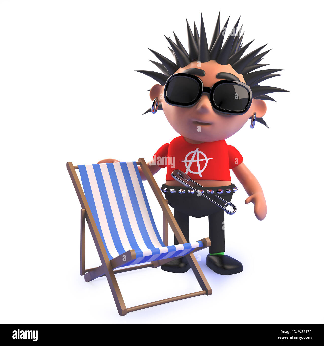 3d rendered image of a cartoon punk rocker in 3d standing next to a ...
