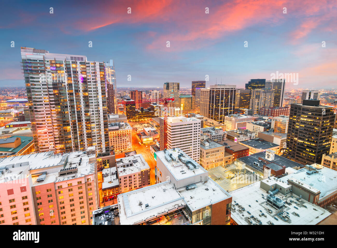Denver, Colorado, USA downtown cityscape rooftop view at dusk Stock ...