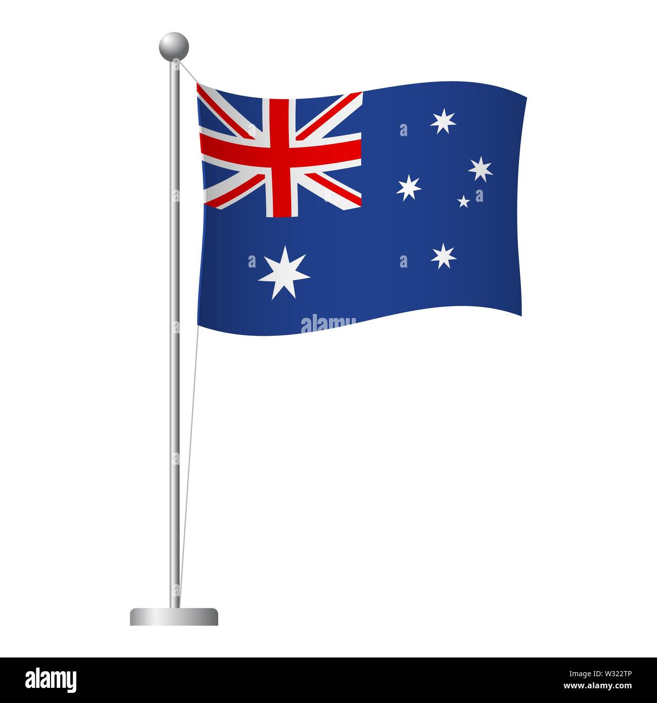 Australia flag on pole. Metal flagpole. National flag of Australia ...