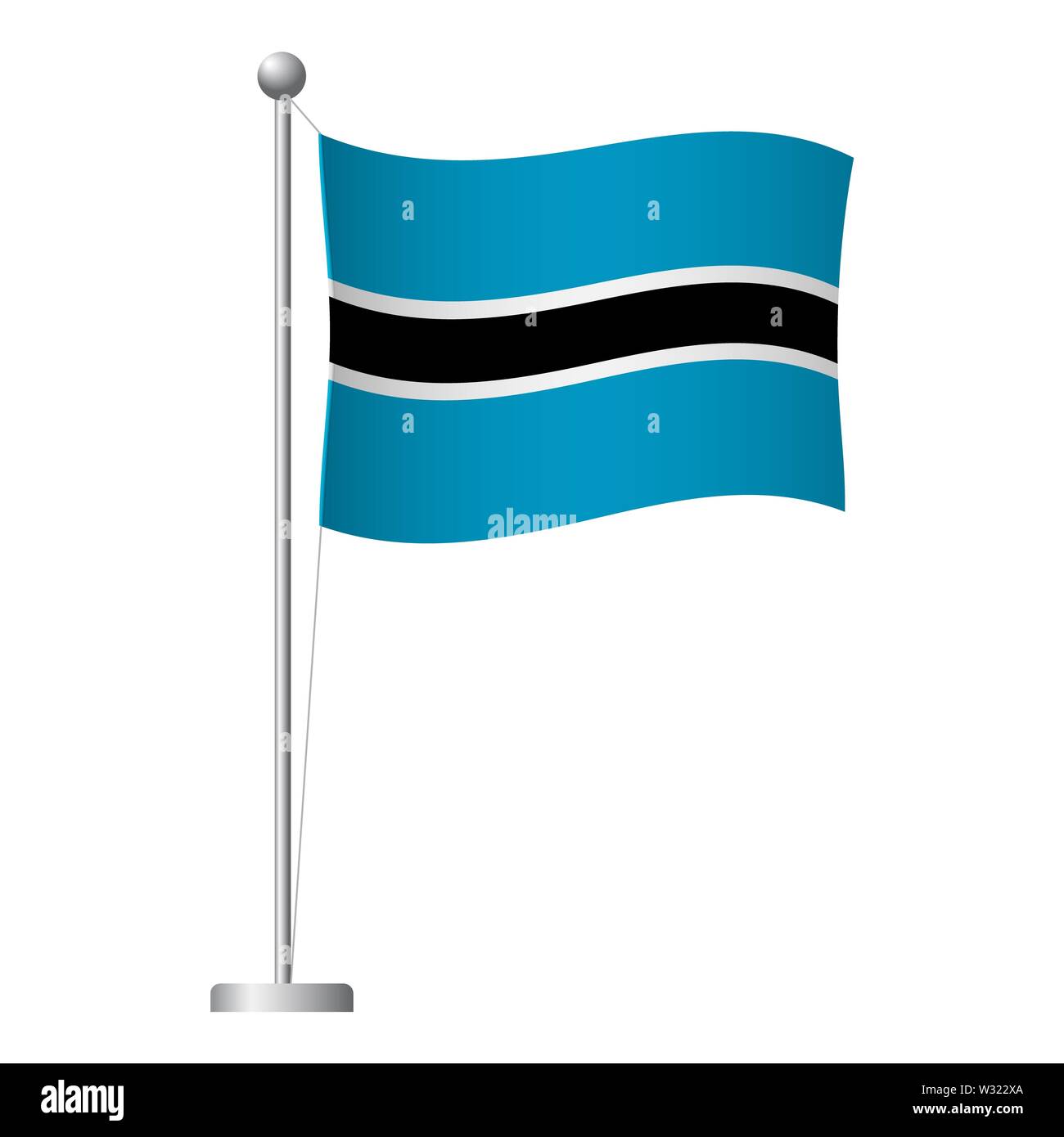 Botswana flag on pole. Metal flagpole. National flag of Botswana ...