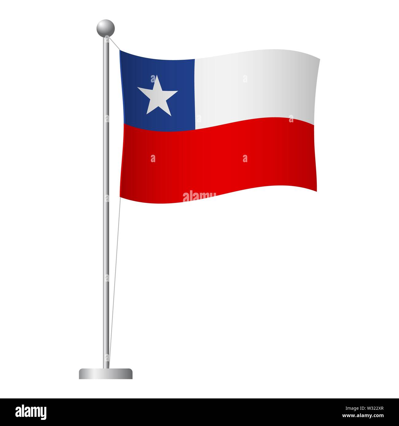 Chile flag on pole. Metal flagpole. National flag of Chile illustration ...