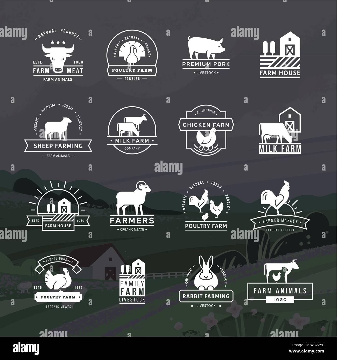 A large collection of vector logos for farmers, grocery stores and ...