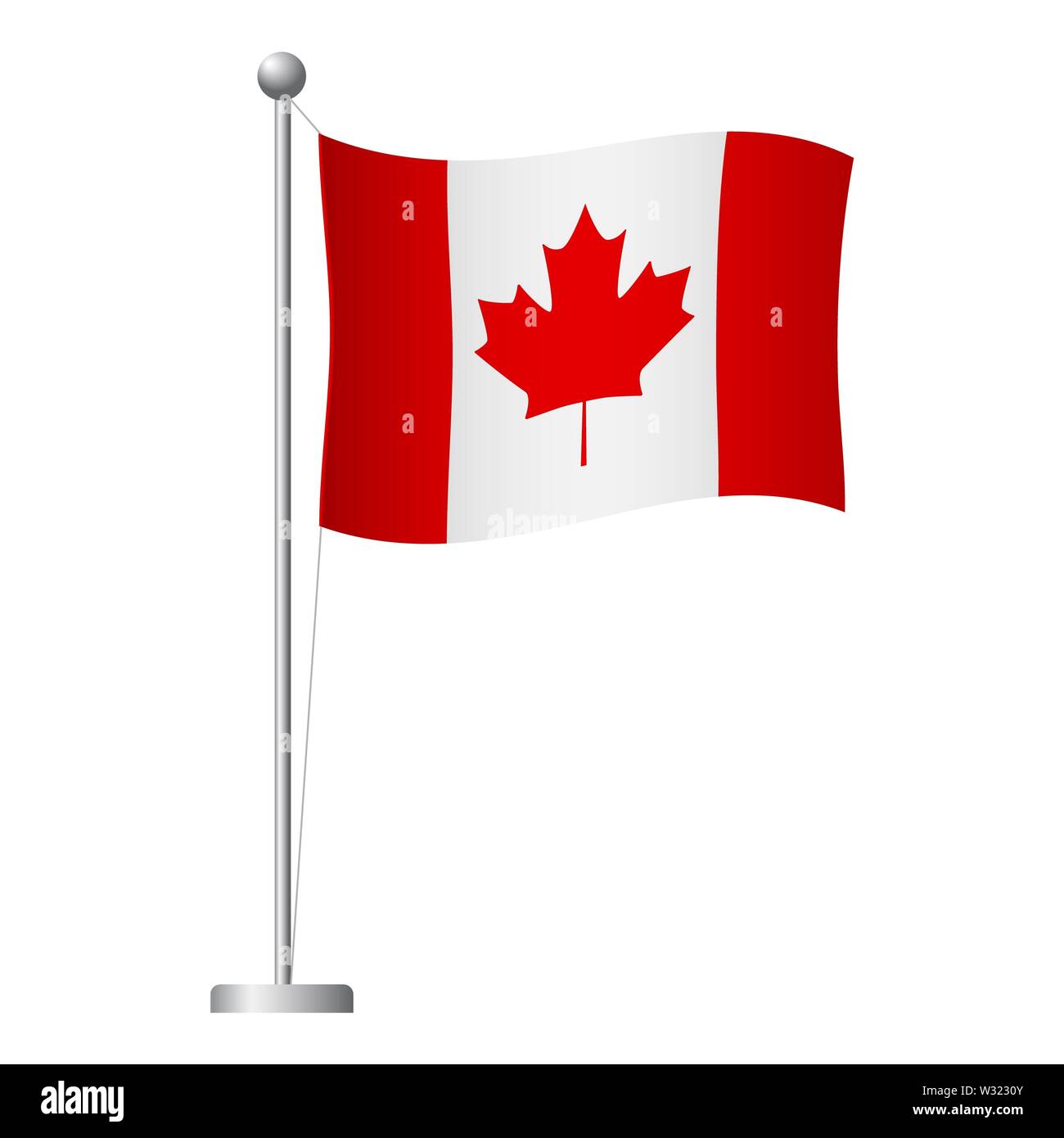 Canada flag on pole. Metal flagpole. National flag of Canada ...