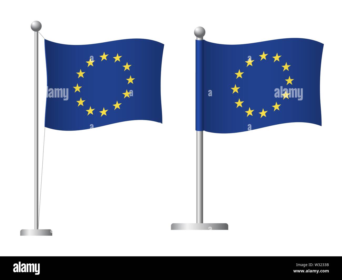 EU flag on pole. Metal flagpole. Europe flag illustration Stock Photo ...
