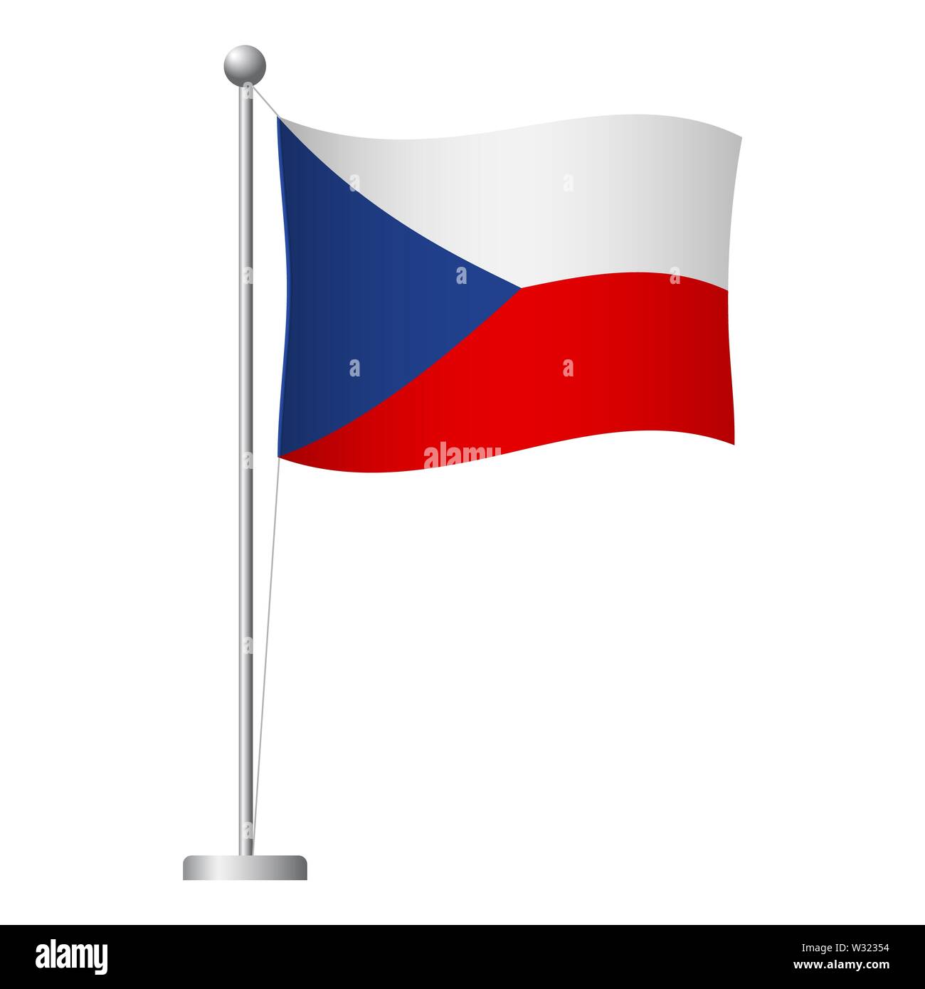 Czech Republic flag on pole. Metal flagpole. National flag of Czech ...