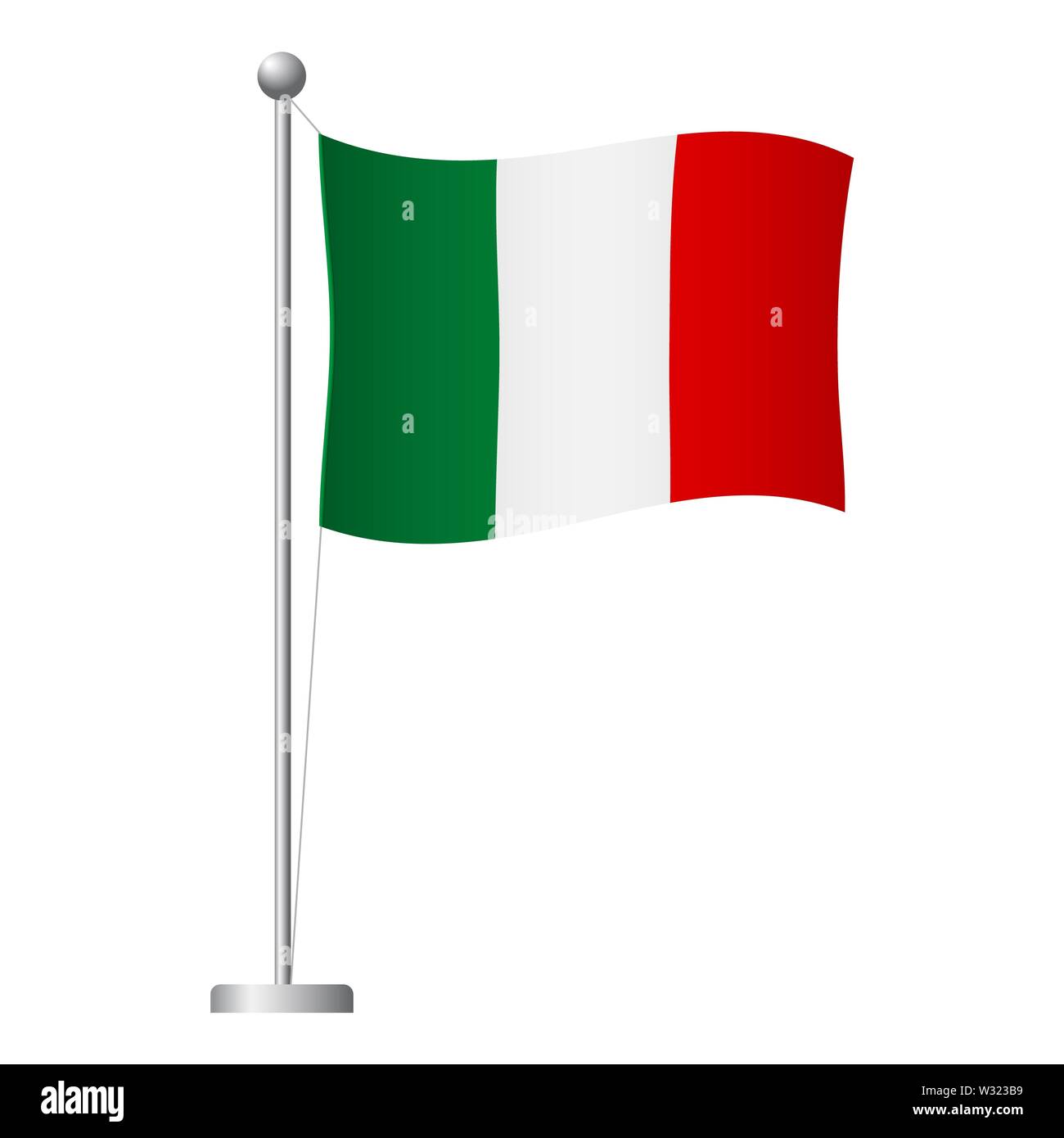 Italy flag on pole. Metal flagpole. National flag of Italy illustration ...