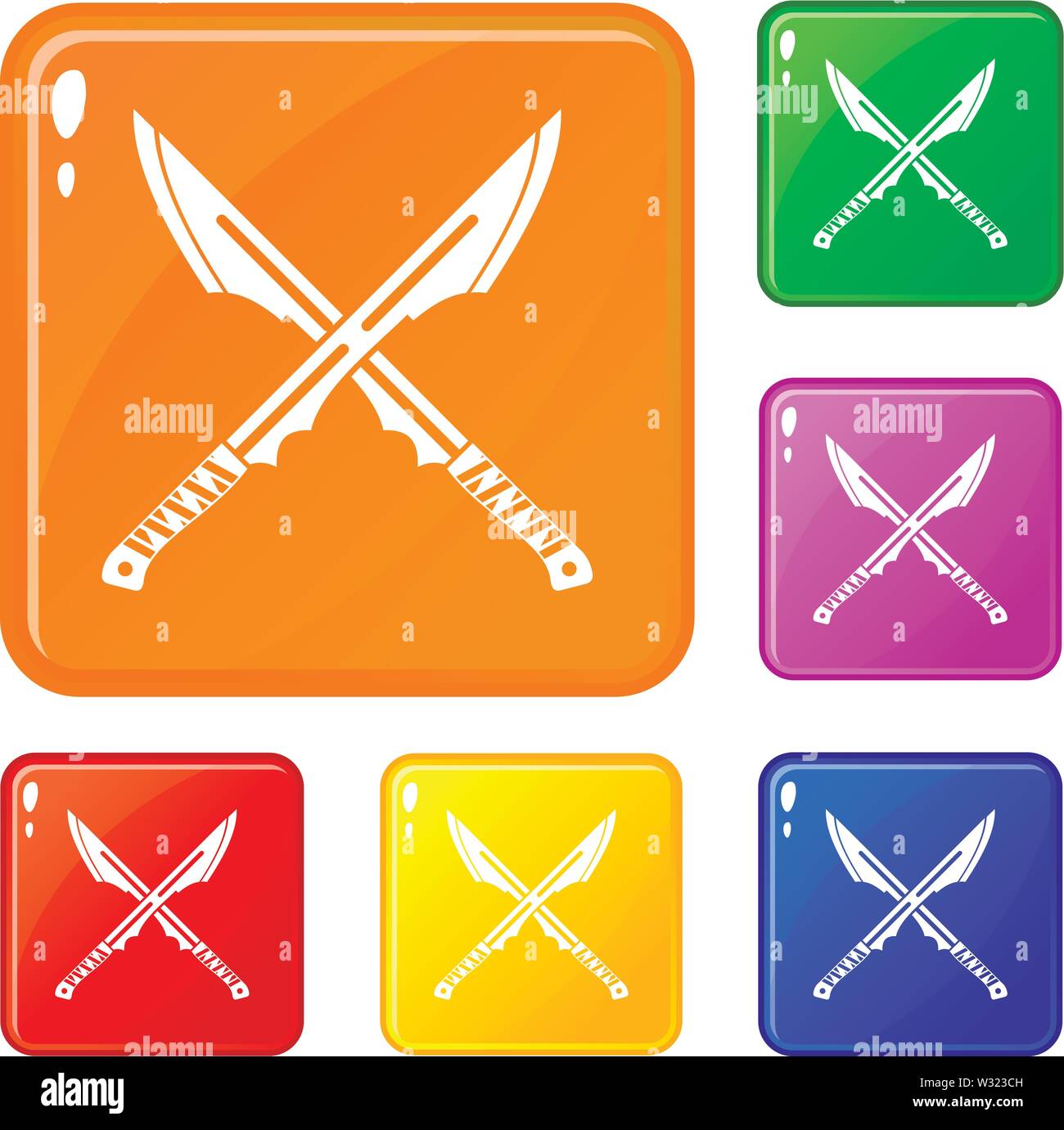 Japanese Tanto daggersicons set vector color Stock Vector Image & Art ...