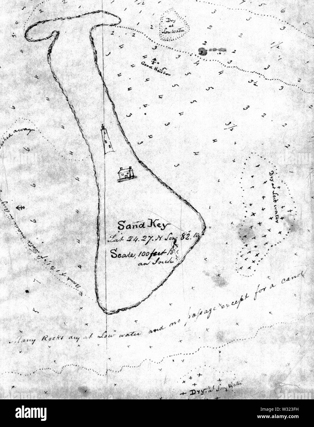 Sand Key, Florida map pre-1846 Stock Photo - Alamy