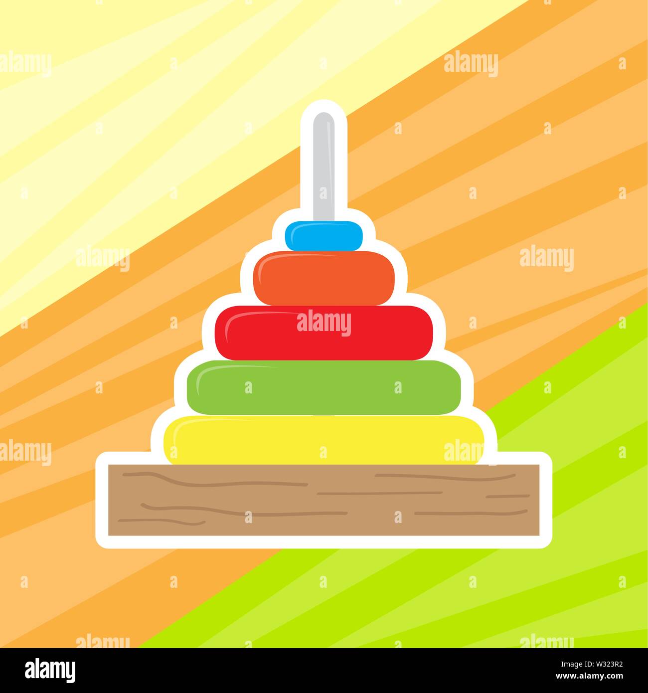 Isolated baby pyramid toy over a retro textured background - Vector ...