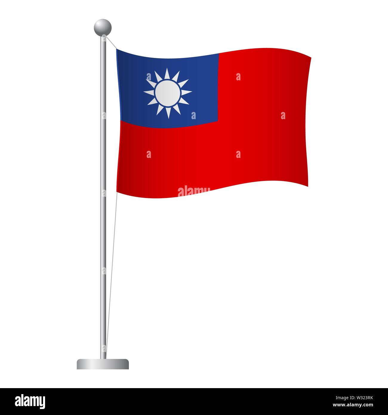 Taiwan flag on pole. Metal flagpole. National flag of Taiwan ... Taiwan flag on pole. Metal flagpole. National flag of Taiwan ...