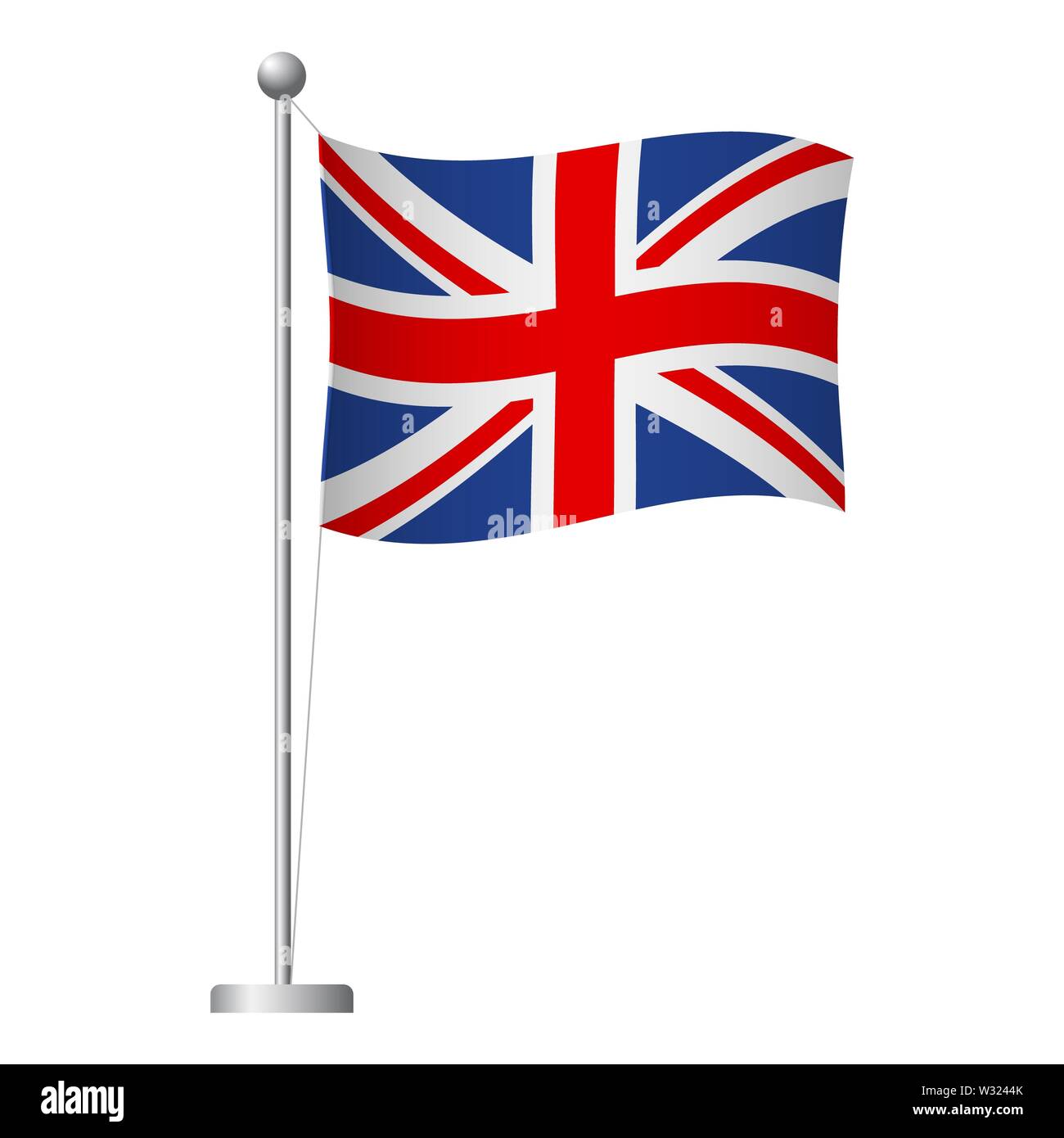 United Kingdom flag on pole. Metal flagpole. National flag of United ...
