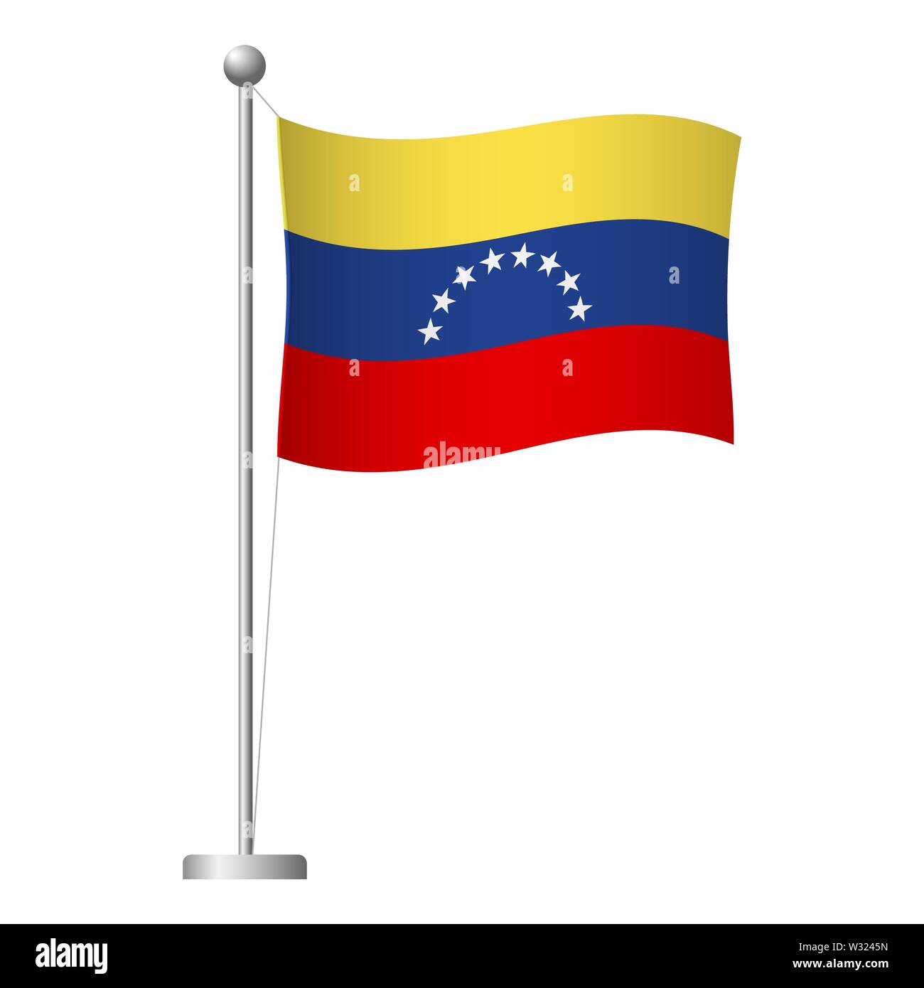 Venezuela flag on pole. Metal flagpole. National flag of Venezuela ...