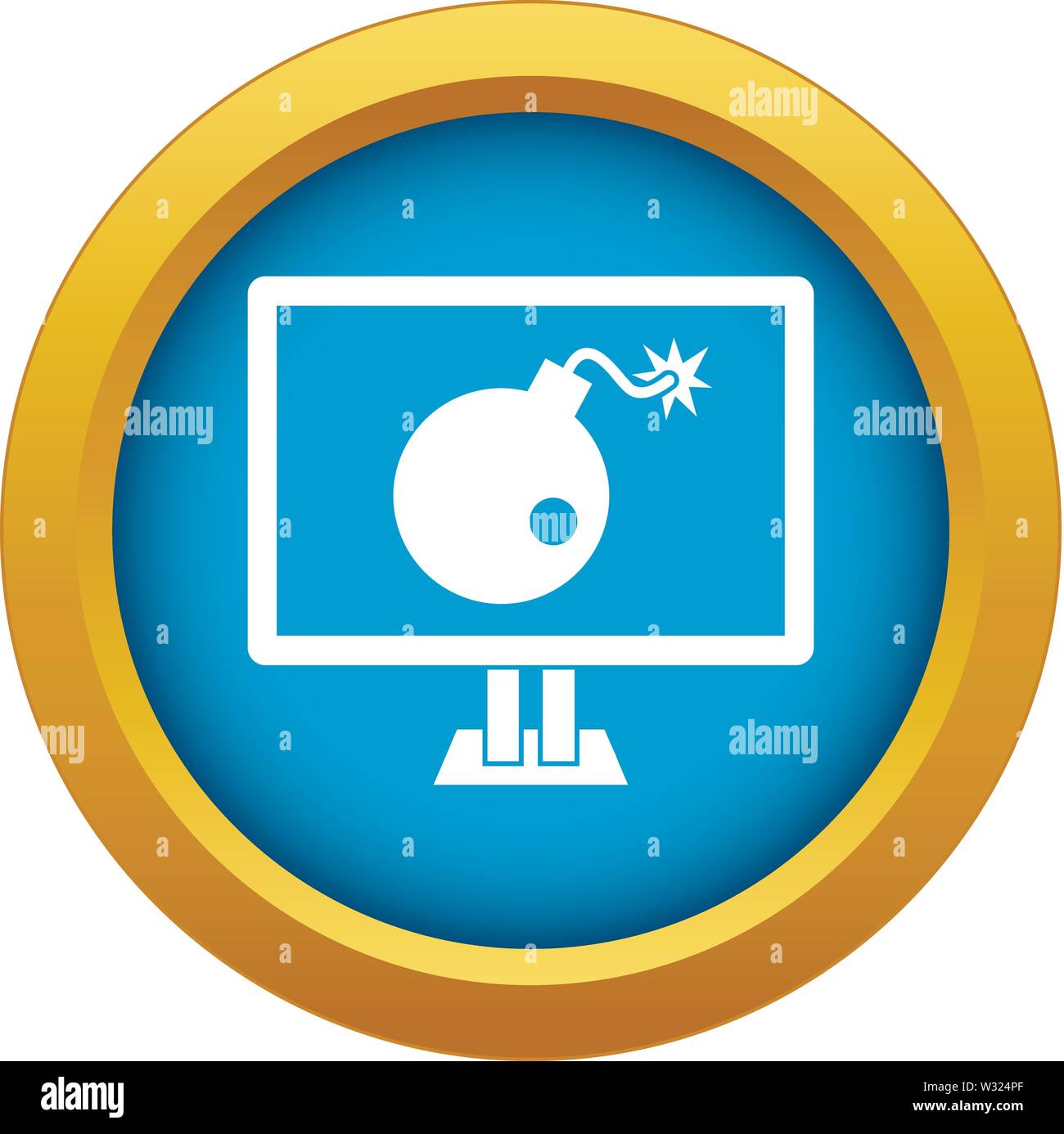 Bomb on computer monitor icon blue vector isolated Stock Vector Image ...