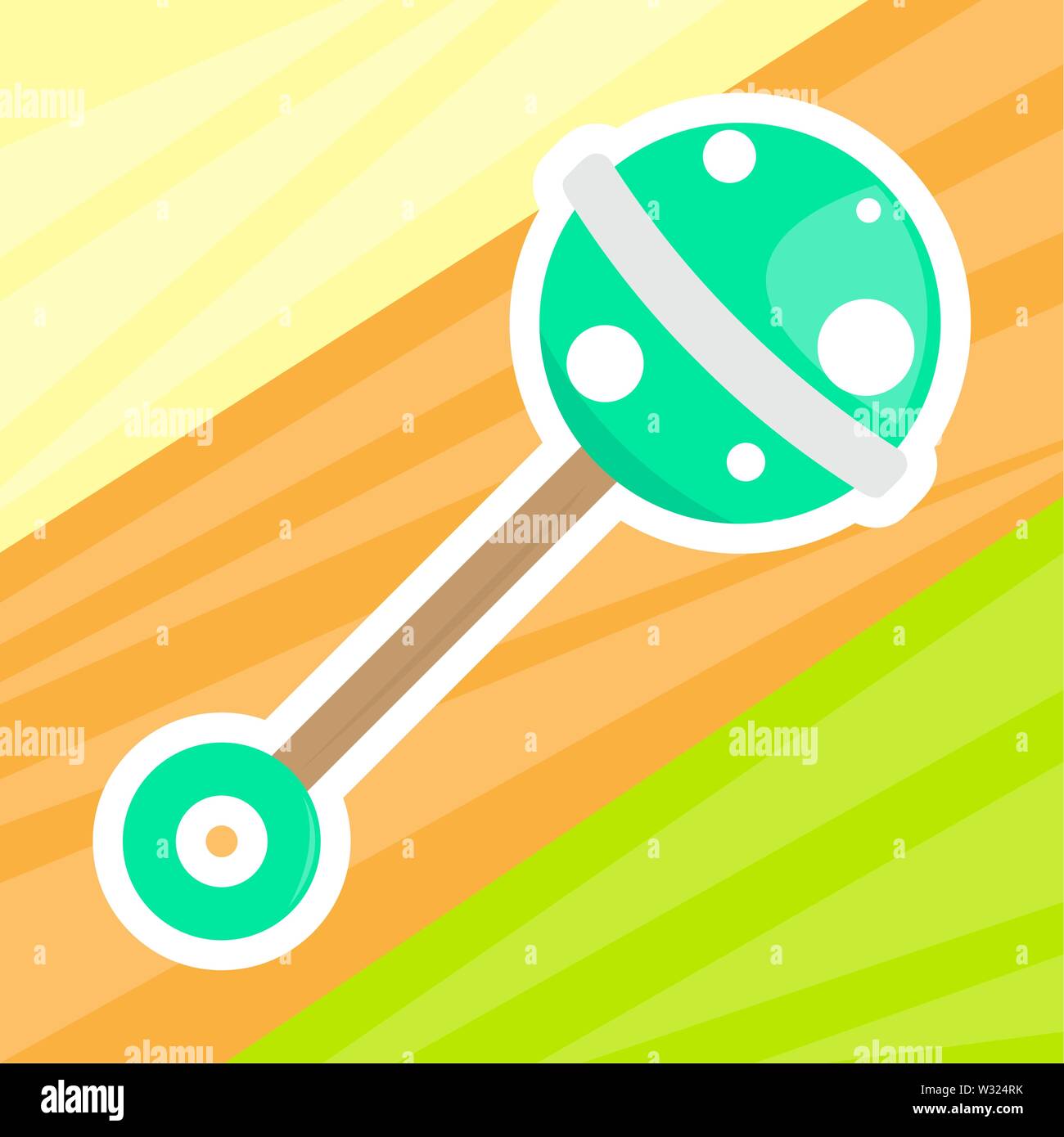 Isolated cute baby rattle over a retro textured background - Vector ...