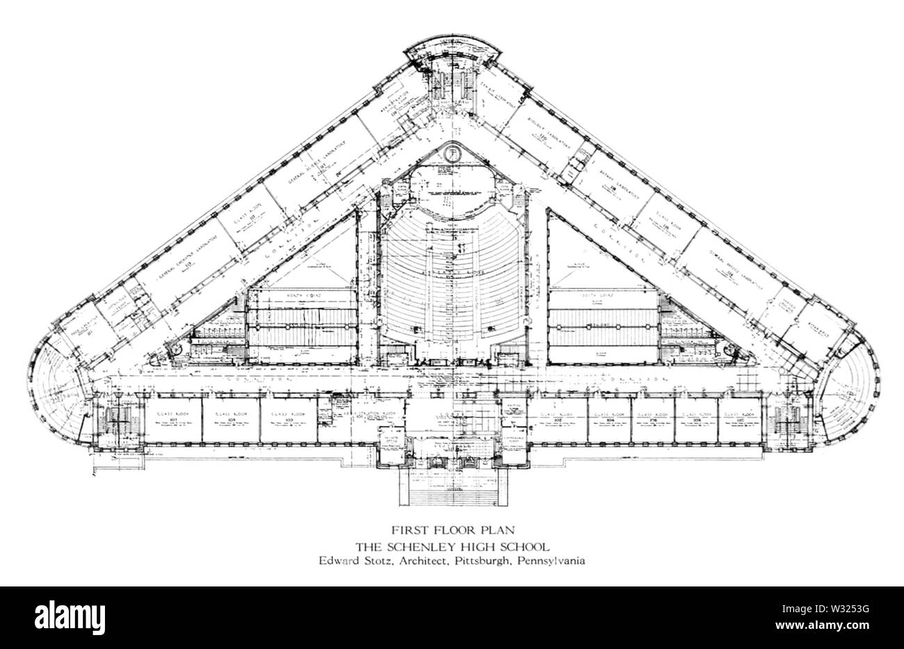 Schenley High School, 1916, First Floor Plan Stock Photo - Alamy