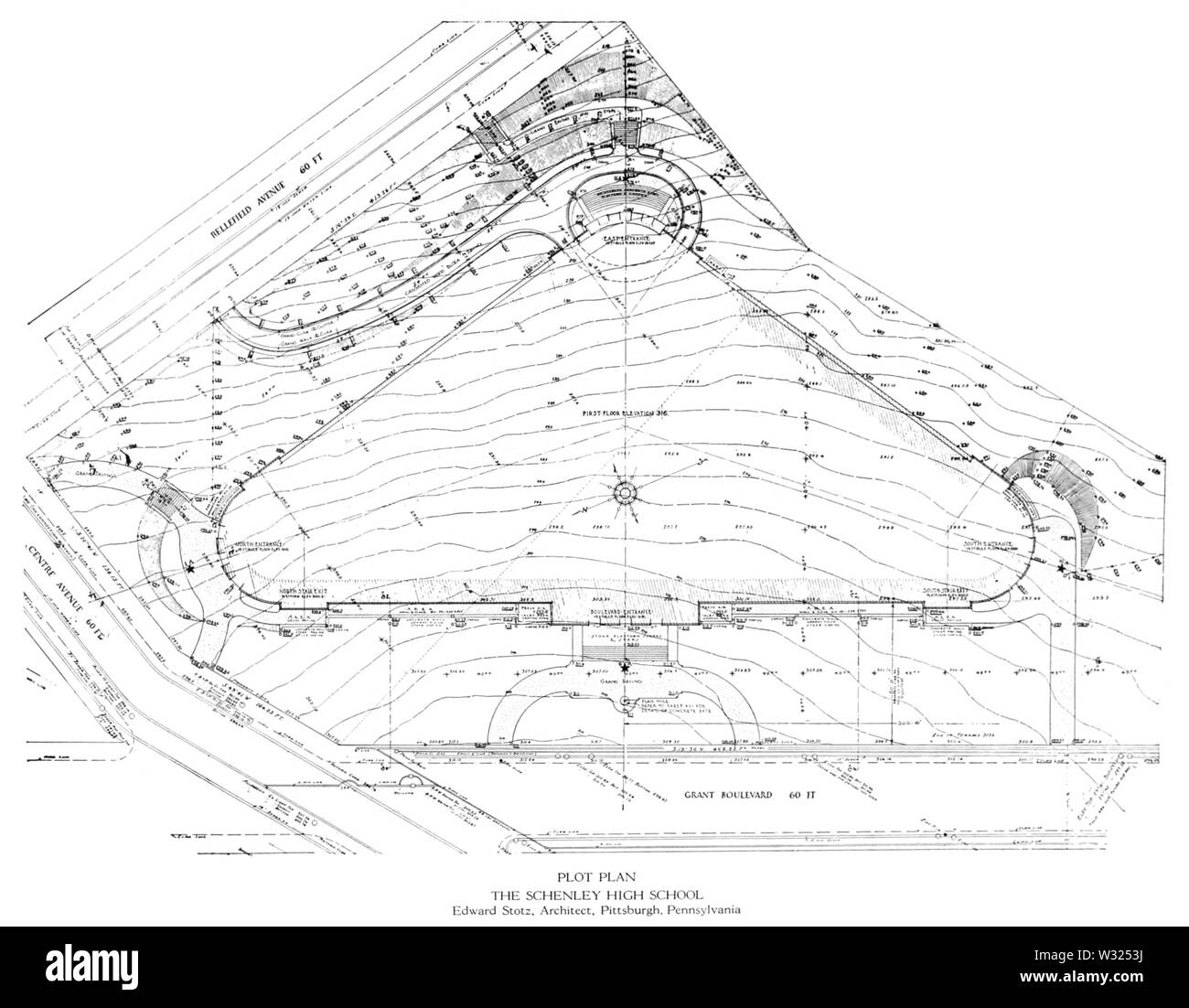 Schenley High School, 1916, Plot Plan Stock Photo - Alamy