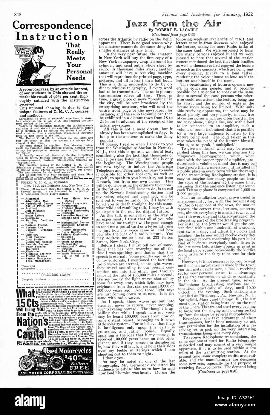 Science and Invention Jan 1922 pg848 Stock Photo - Alamy
