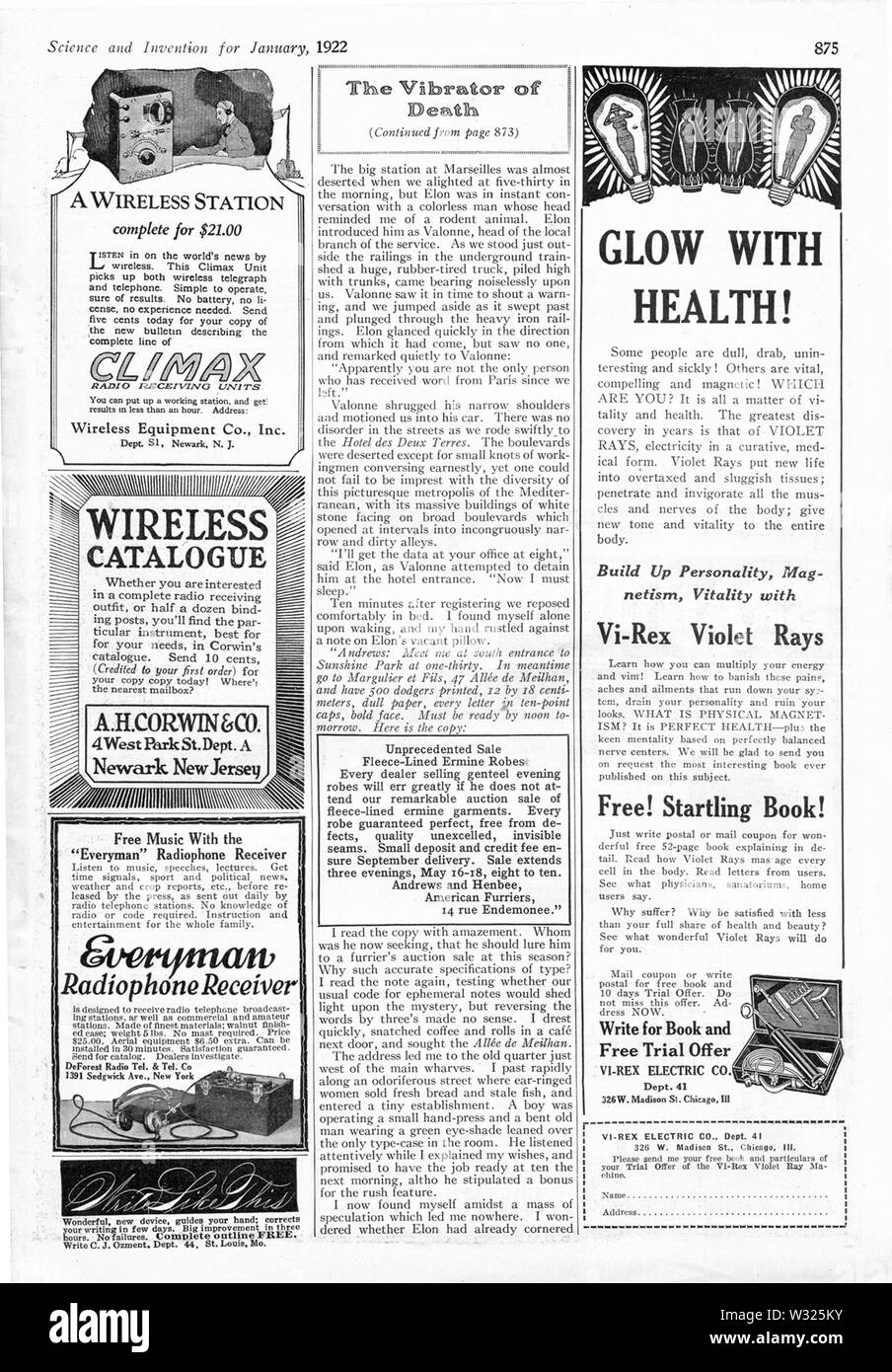 Science and Invention Jan 1922 pg875 Stock Photo - Alamy