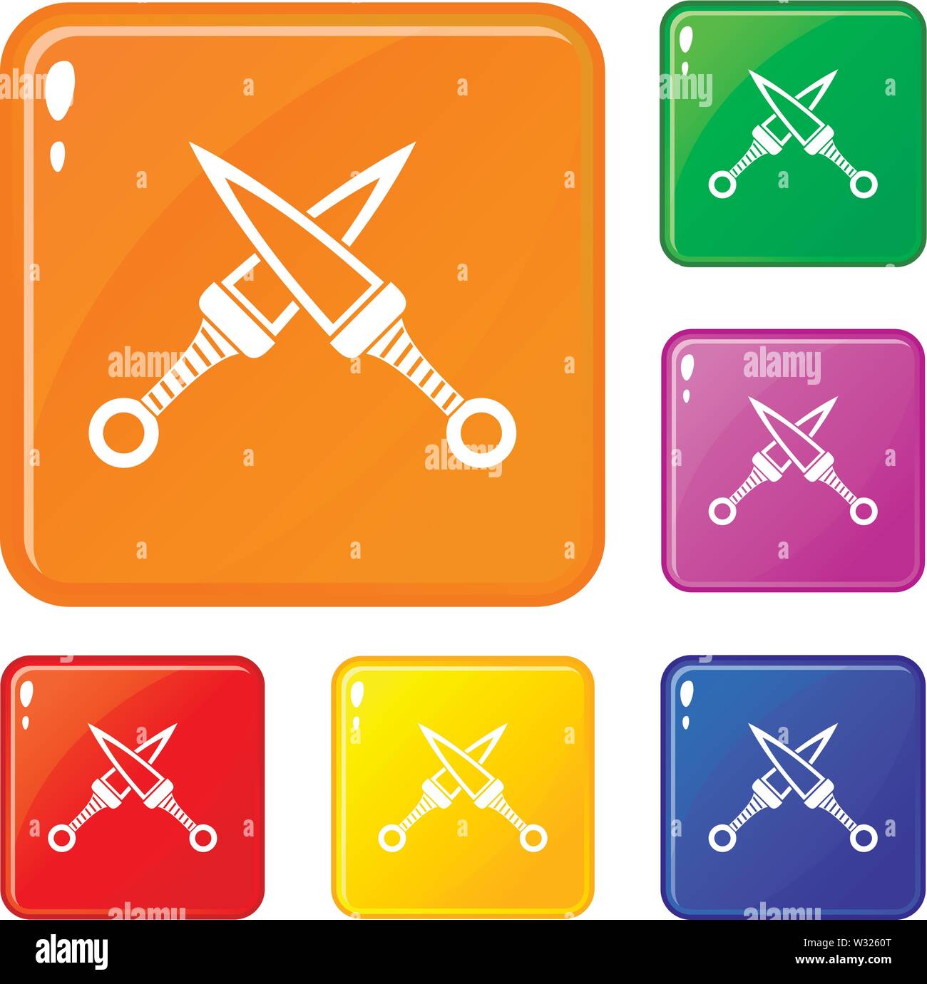 Crossed japanese daggers icons set vector color Stock Vector Image ...