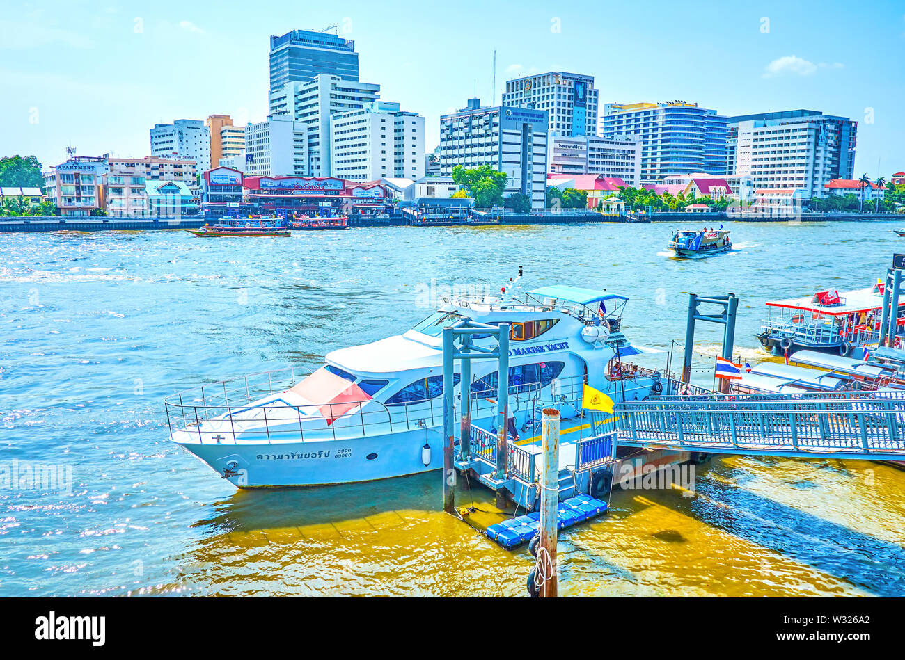 BANGKOK, THAILAND - APRIL 22, 2019: The luxury yacht moored at the ...