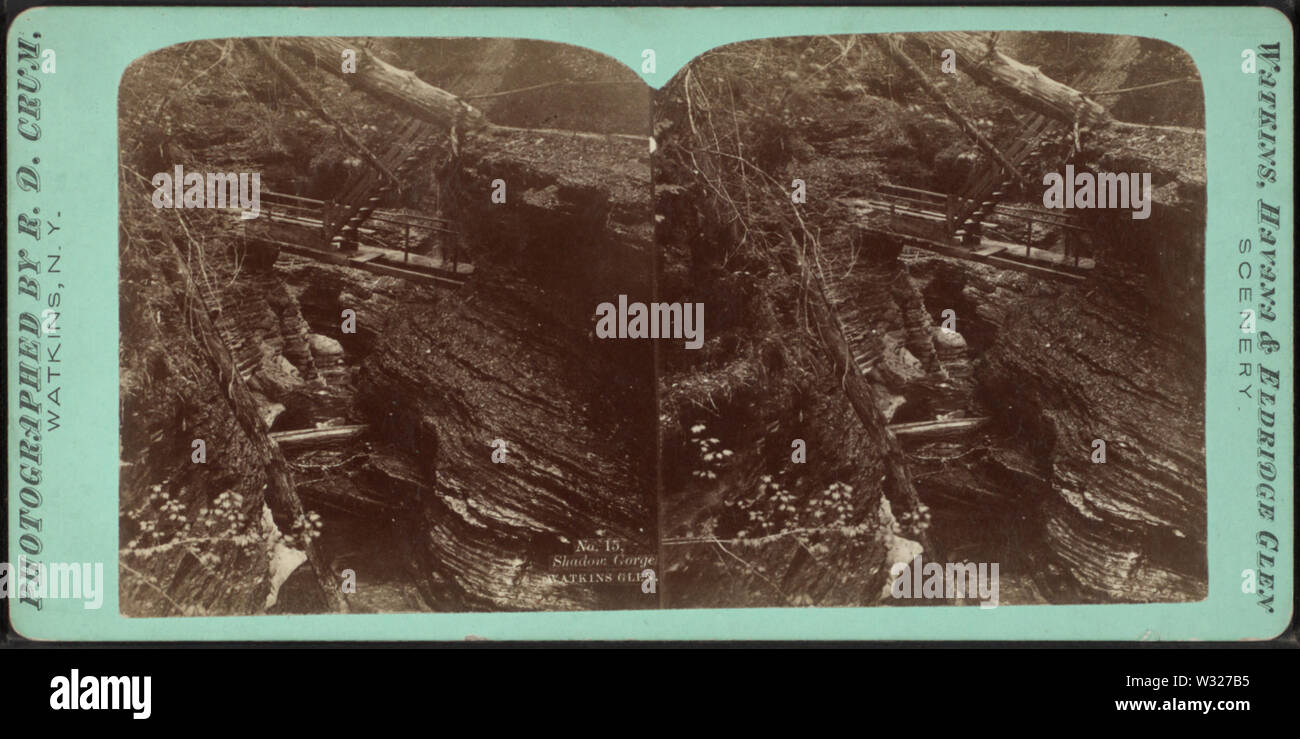 Shadow gorge, Watkins Glen, by Crum, R D, fl 1870-1879 2 Stock Photo ...