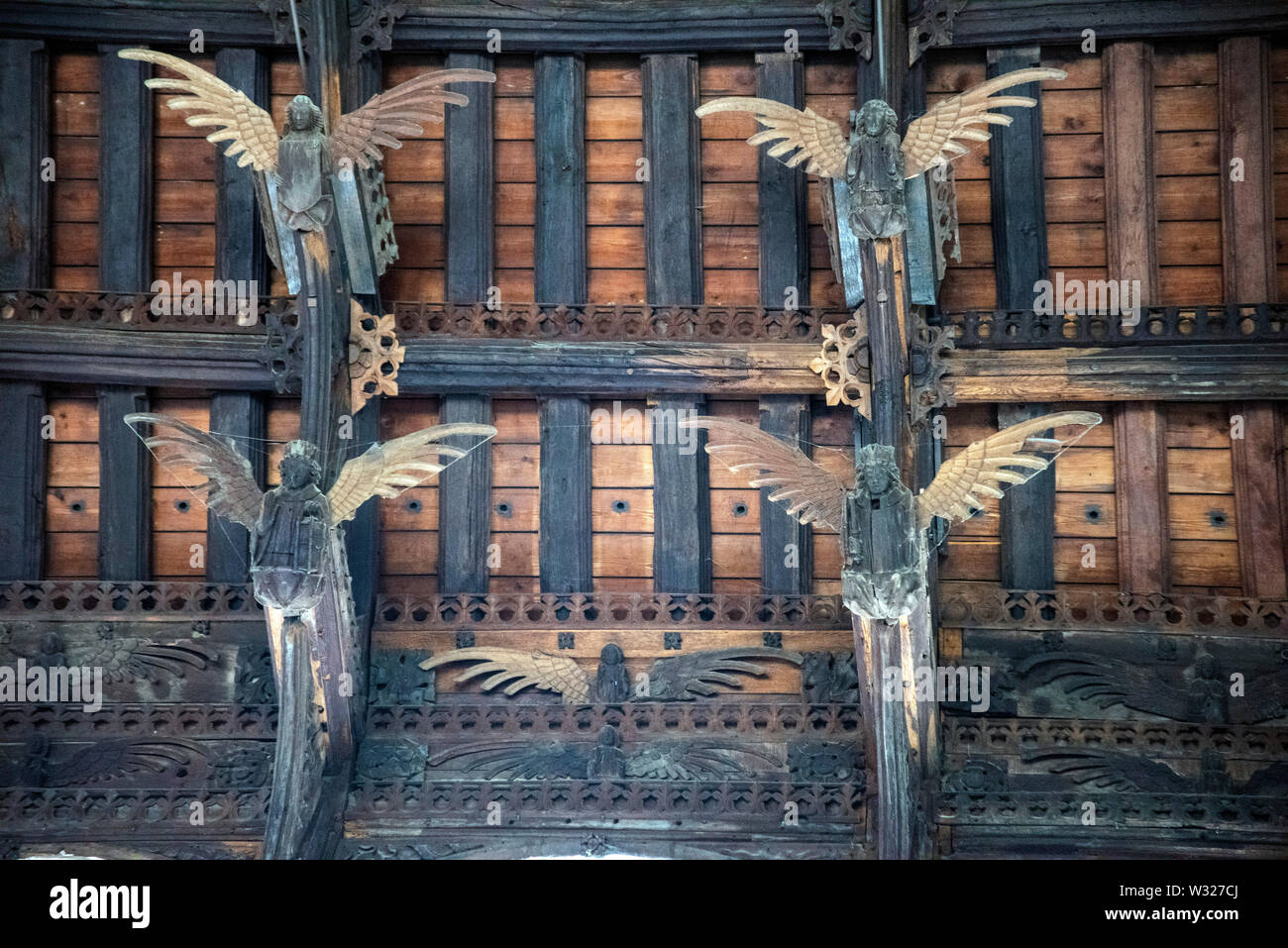 Angel roof of St Wendreda's church, March Stock Photo - Alamy