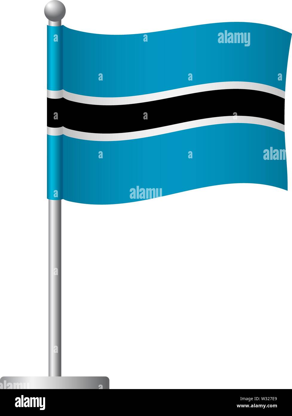 Botswana flag on pole. Metal flagpole. National flag of Botswana vector ...