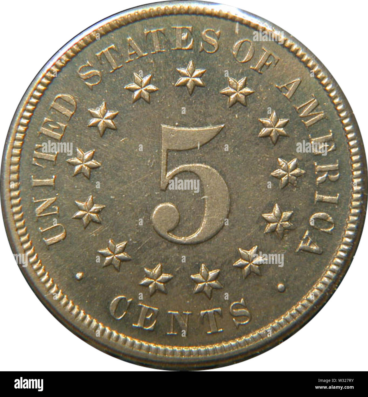 Shield nickel without rays reverse by Howard Spindel Stock Photo - Alamy