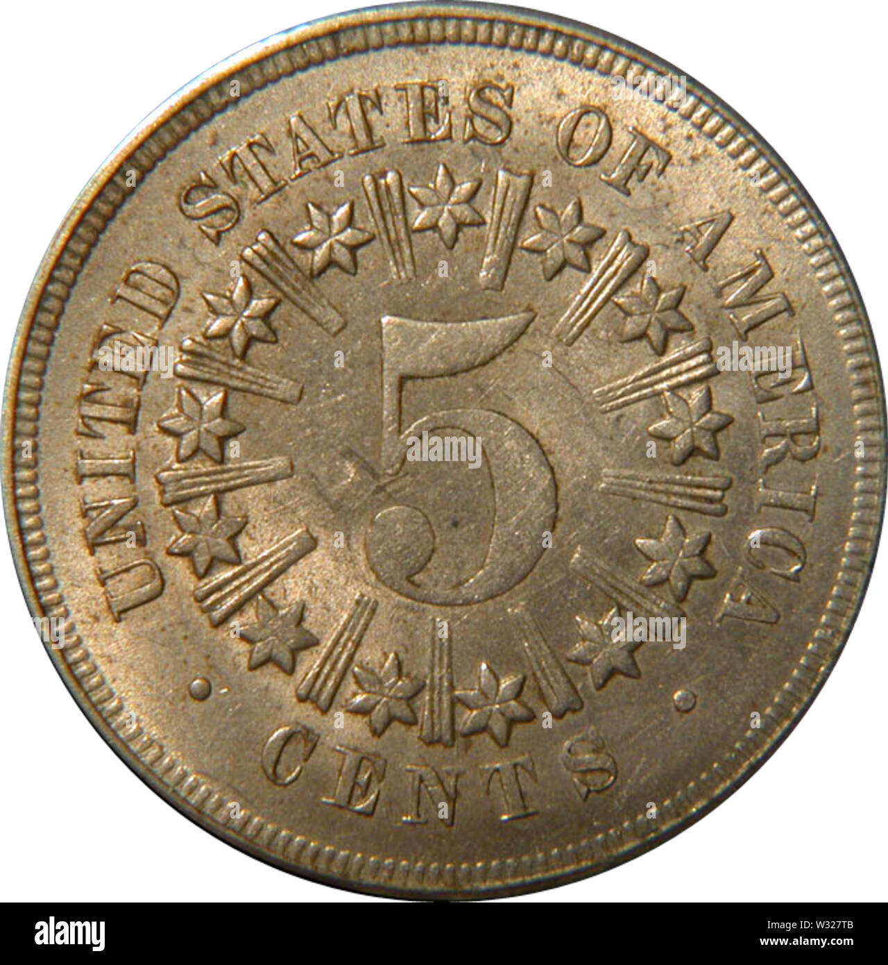 Shield nickel with rays by Howard Spindel Stock Photo - Alamy