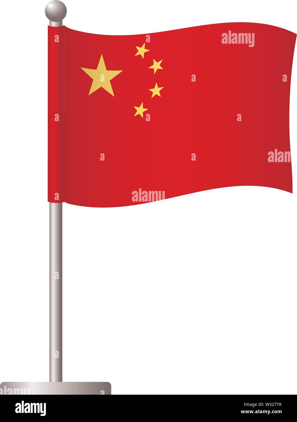China flag on pole. Metal flagpole. National flag of China vector ...