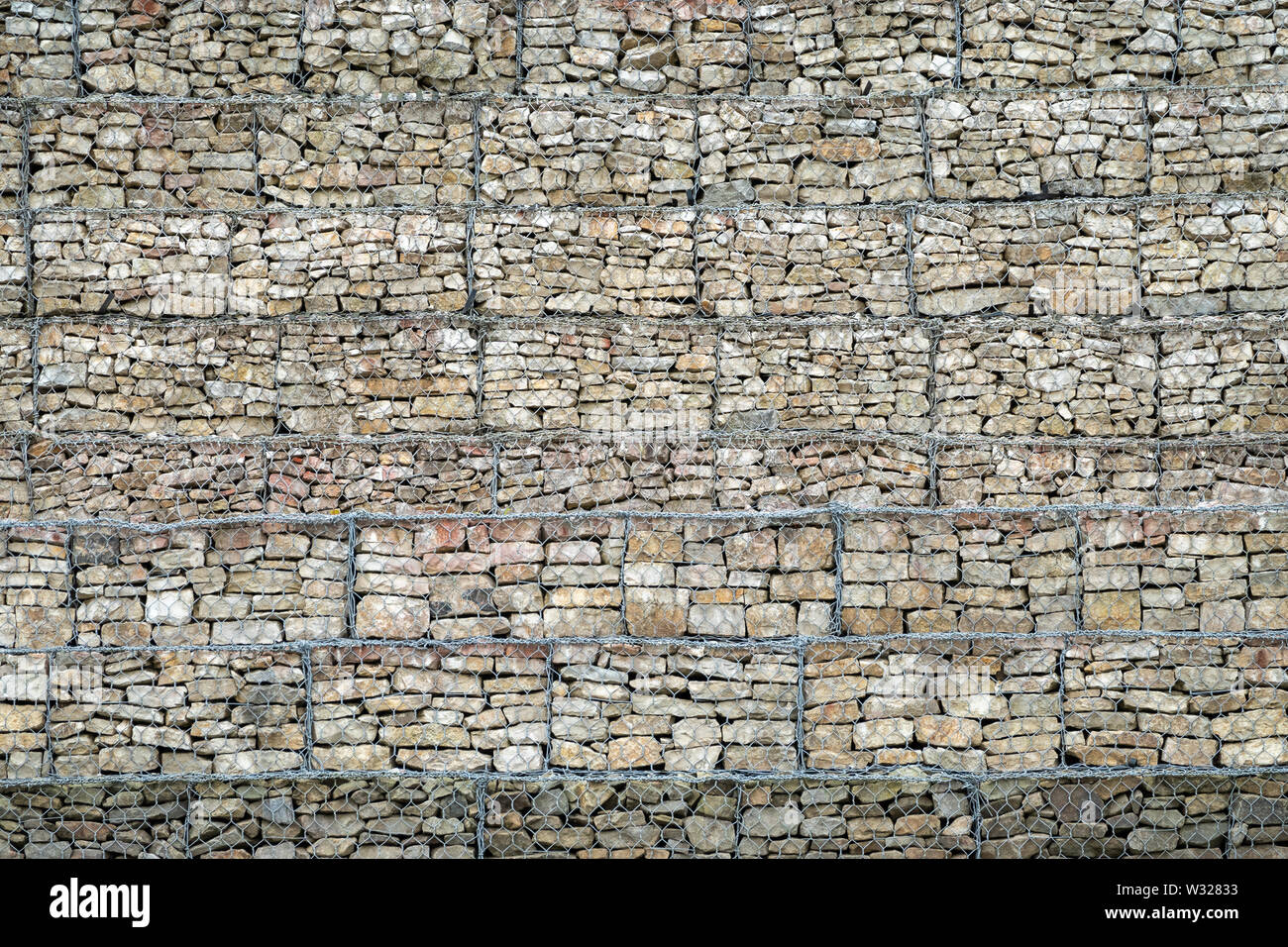 Gabion Wall From Rocks And Stones In Metal Wire Box. Fence of stones in ...