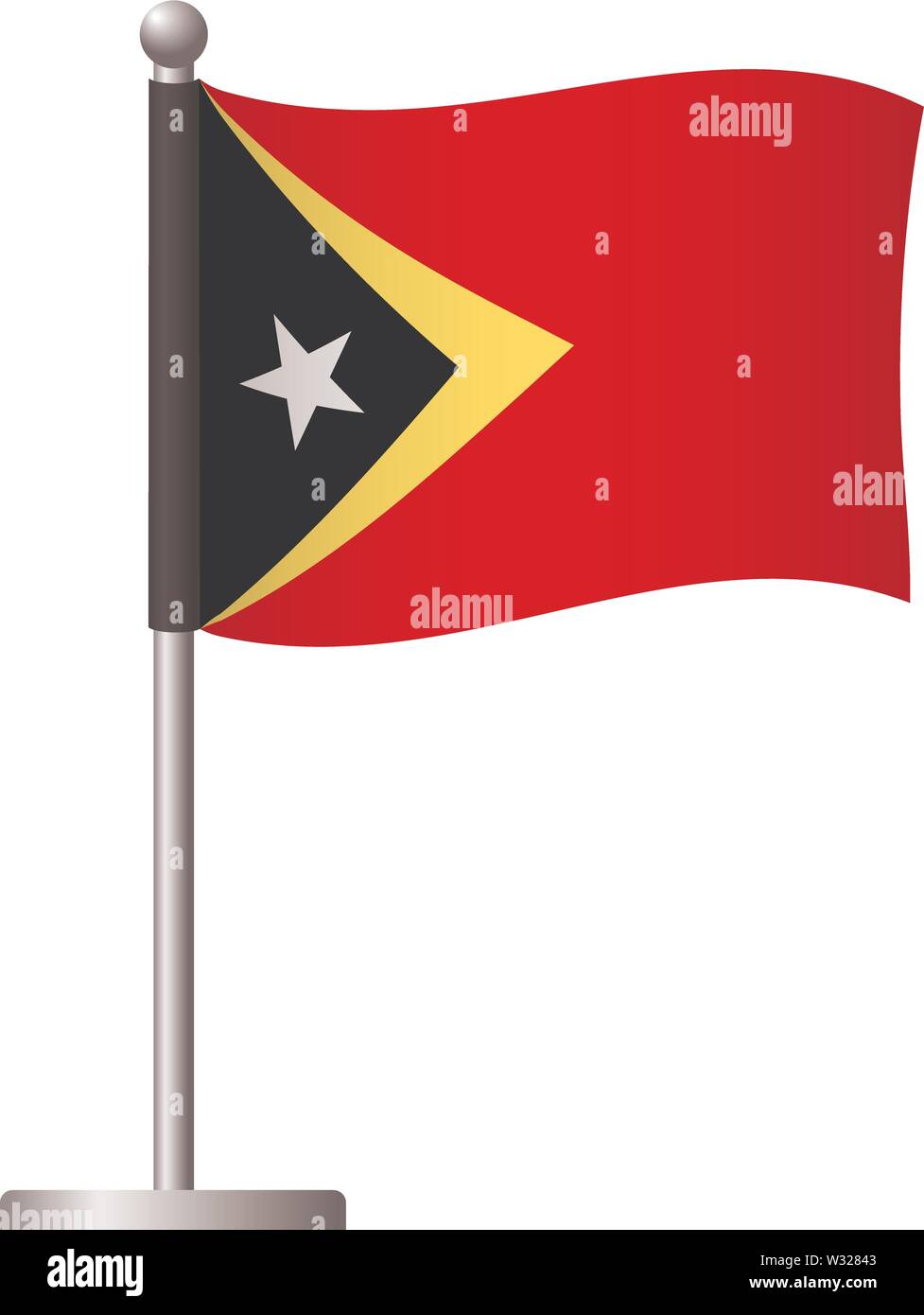 East Timor flag on pole. Metal flagpole. National flag of East Timor ...